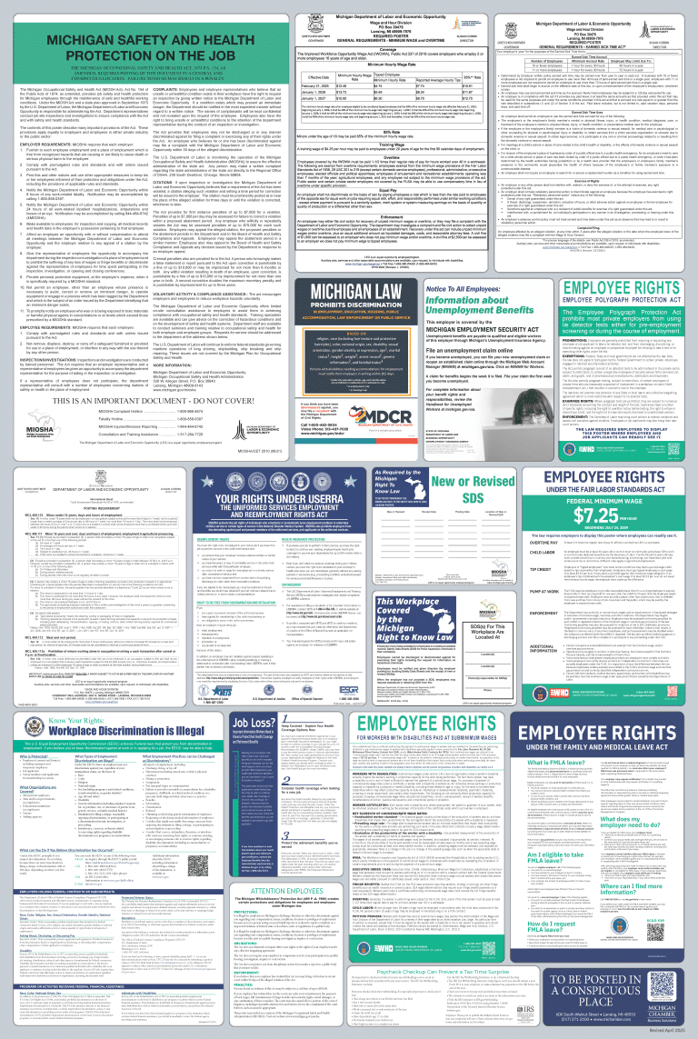 State of Michigan Labor Law Posters